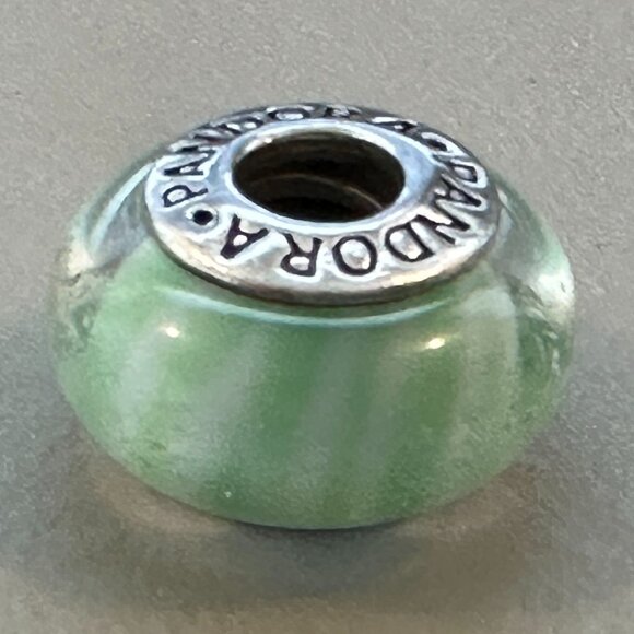 Pandora | Jewelry | Retired Authentic Pandora Green Candy Stripe Murano ...